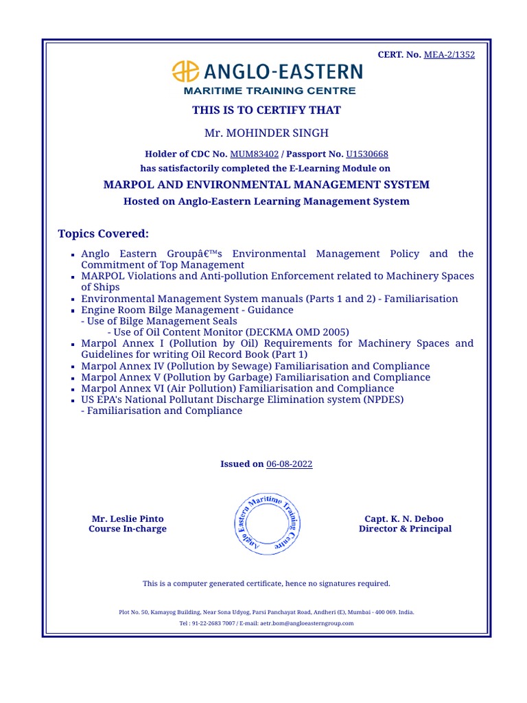 Project Completion Certification | PDF | Natural Environment | Water ...