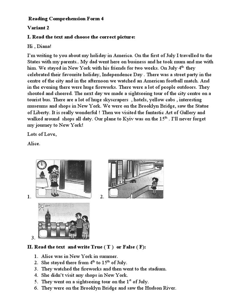Form 4 Reading Comprehension Exercises | PDF | New York City