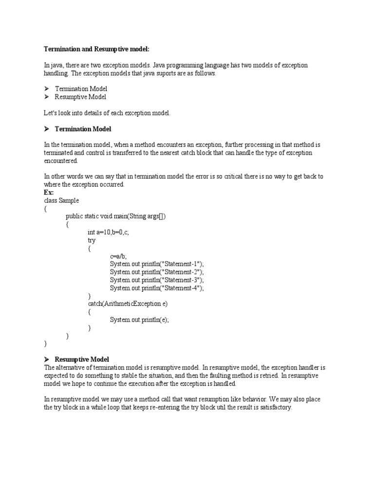 Termination and Resumptive Model | PDF | Control Flow | Computer Science