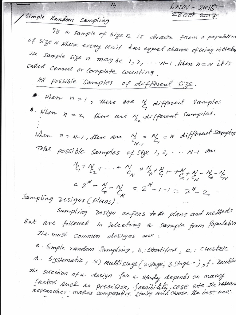 Simple Random Sampling PDF