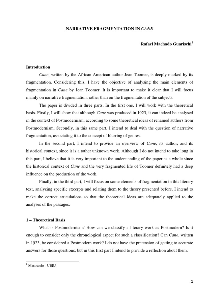 Narrative Fragmentation in Cane | PDF | Poetry | Science