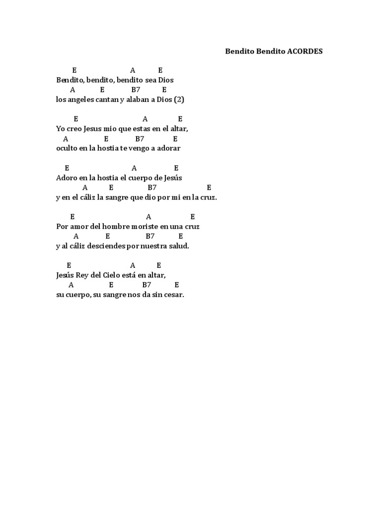 Bendito Bendito ACORDES | PDF | Creencia religiosa y doctrina