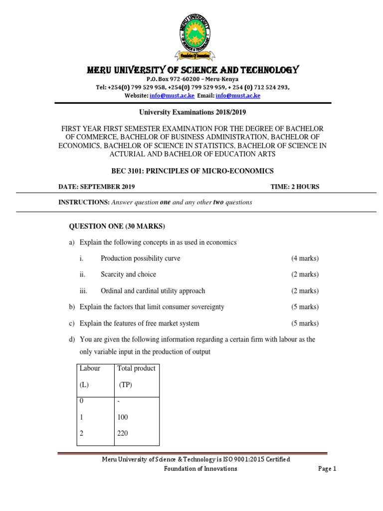 BEC 3101 Principles of Micro Economics | PDF | Supply And Demand ...