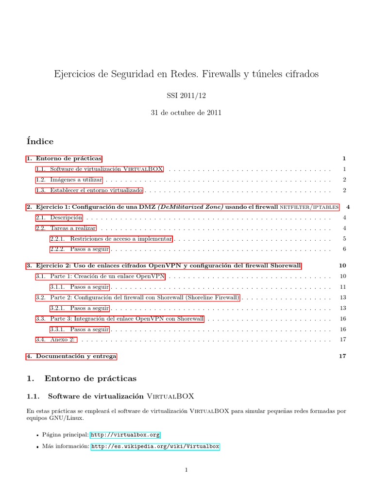 Ejercicios de Seguridad en Redes. Firewalls y Túneles Cifrados | PDF | Cortafuegos (informática ...