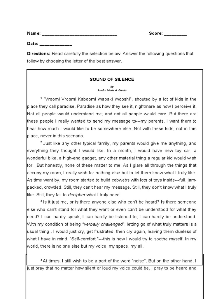 Grade9 - Reading Diagnostic Test | PDF | Psychology | Behavioural Sciences