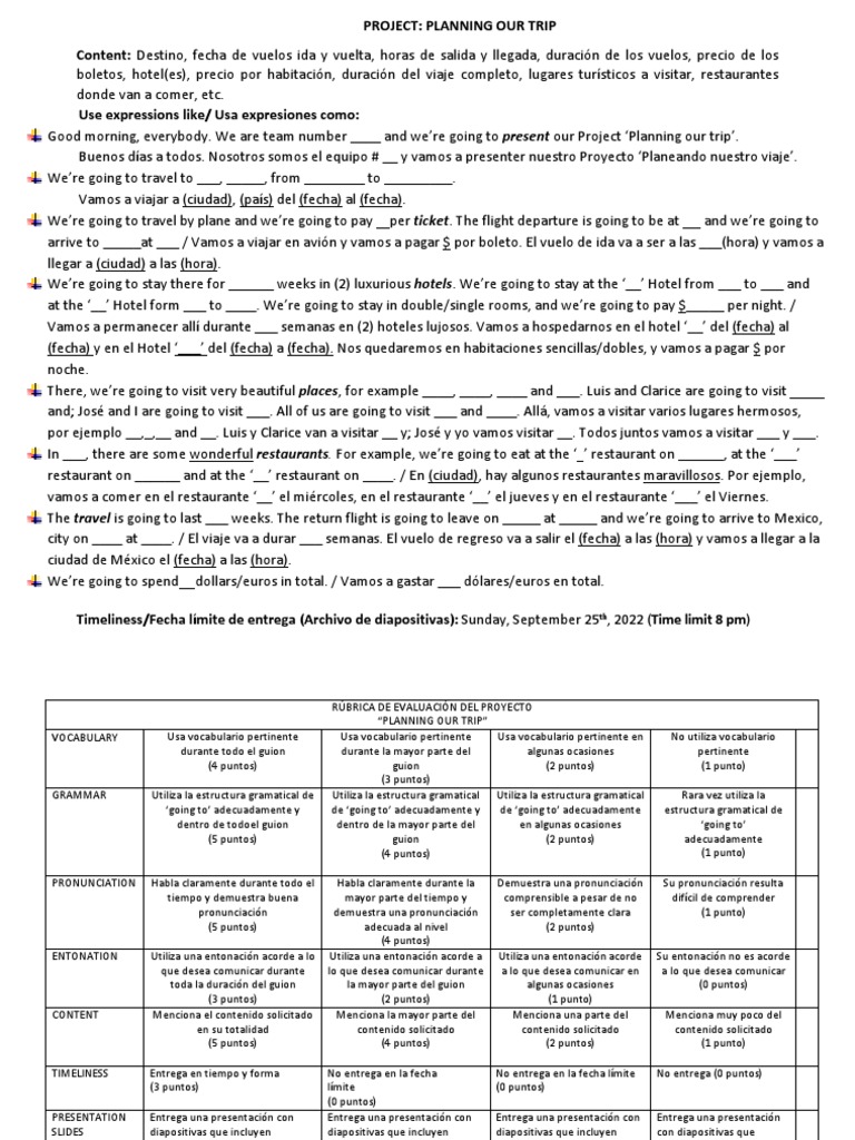 Project 'Planning Our Trip' | PDF