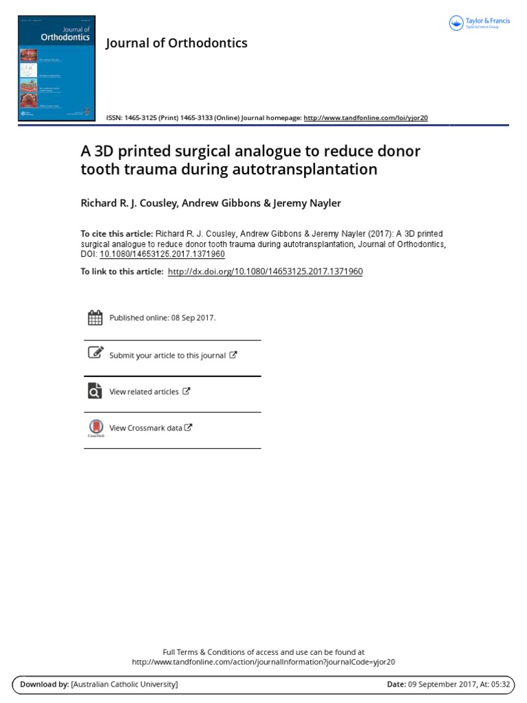 A 3D Printed Surgical Analogue To Reduce Donor Tooth Trauma During Autotransplantation | PDF ...