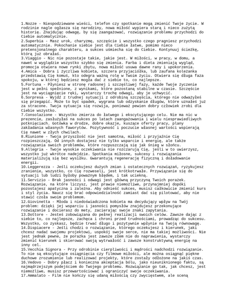 Darmowa Wróżba - Opisy | PDF