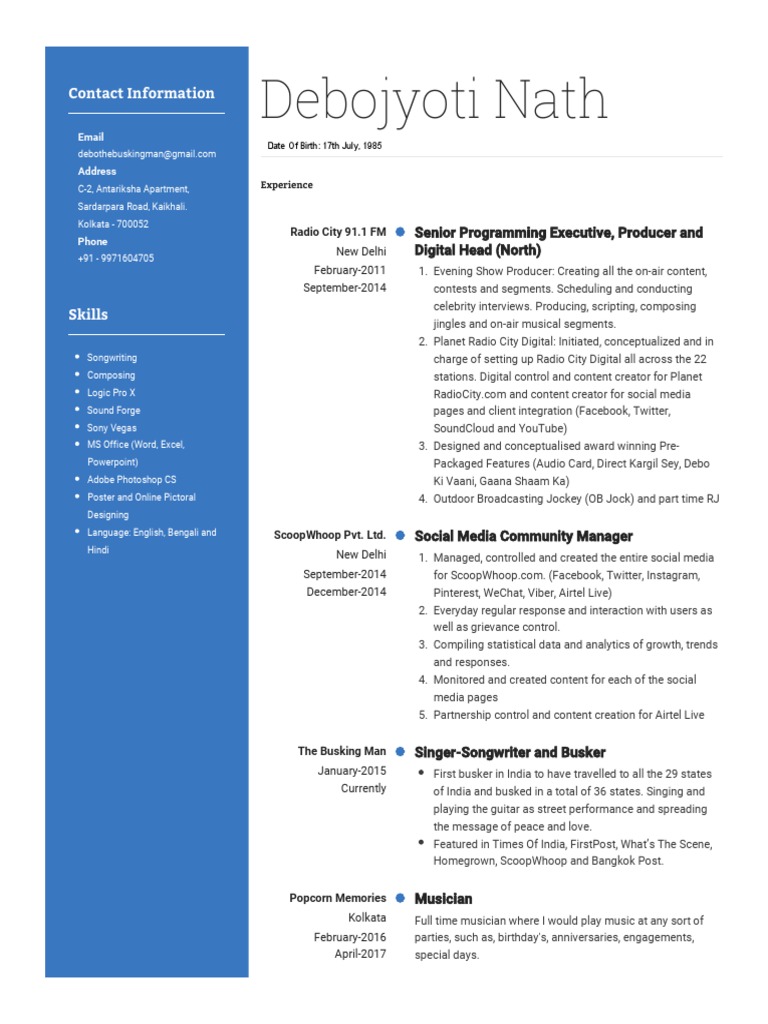 Debojyoti Nath Resume | PDF | Social Media | Popular Culture & Media Studies