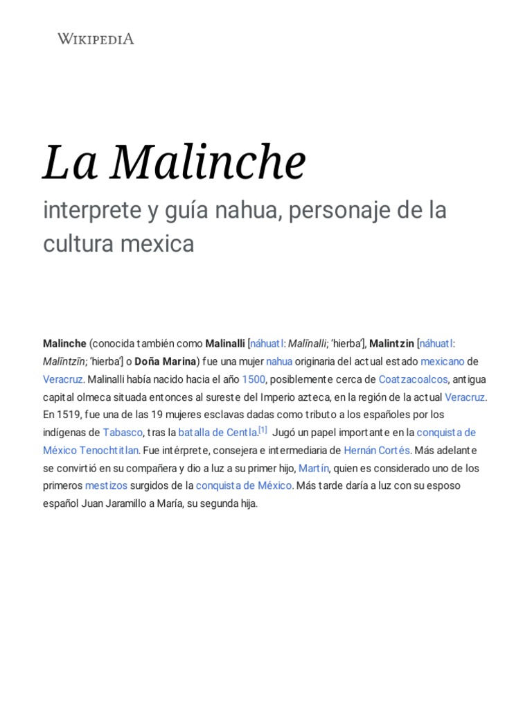 La Malinche - Wikipedia, La Enciclopedia Libre | PDF | Antiguas ...