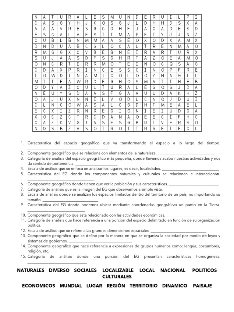 Sopa de Letras Eg | PDF | Geografía