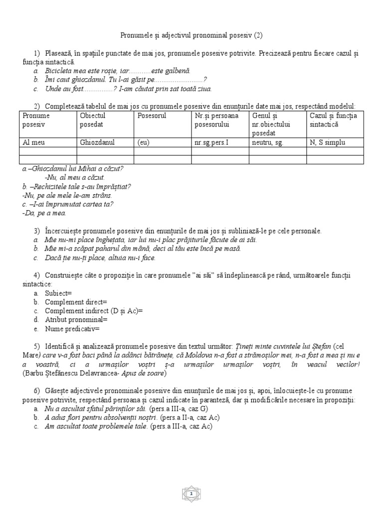 Pronumele Posesiv 2 | PDF