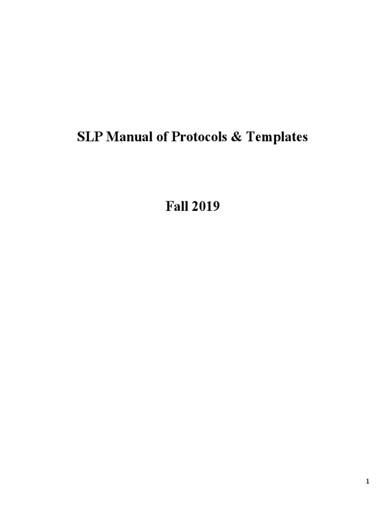 SLP Manual of Protocols and Templates Fall 2019 | PDF | Neurology ...