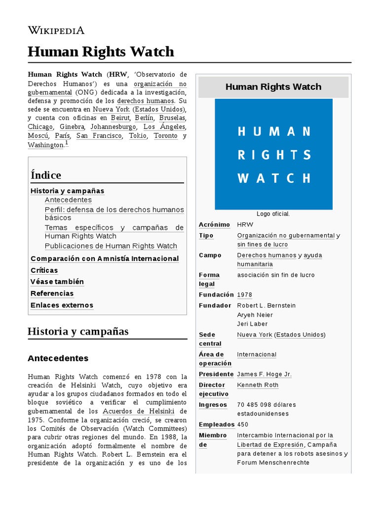 Human Rights Watch | PDF | Observador de derechos humanos | Derechos ...