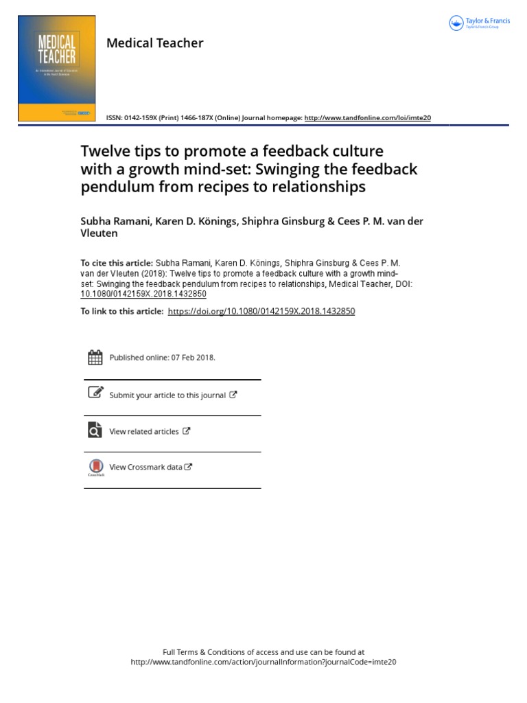 Promoting a Feedback Culture in Education | PDF | Mindset | Learning