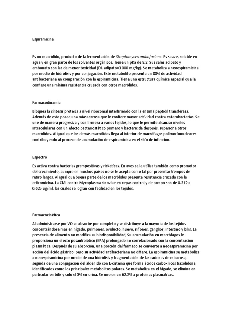 Espiramicina: Uso y Farmacología Antibacteriana | PDF | Bioquímica ...