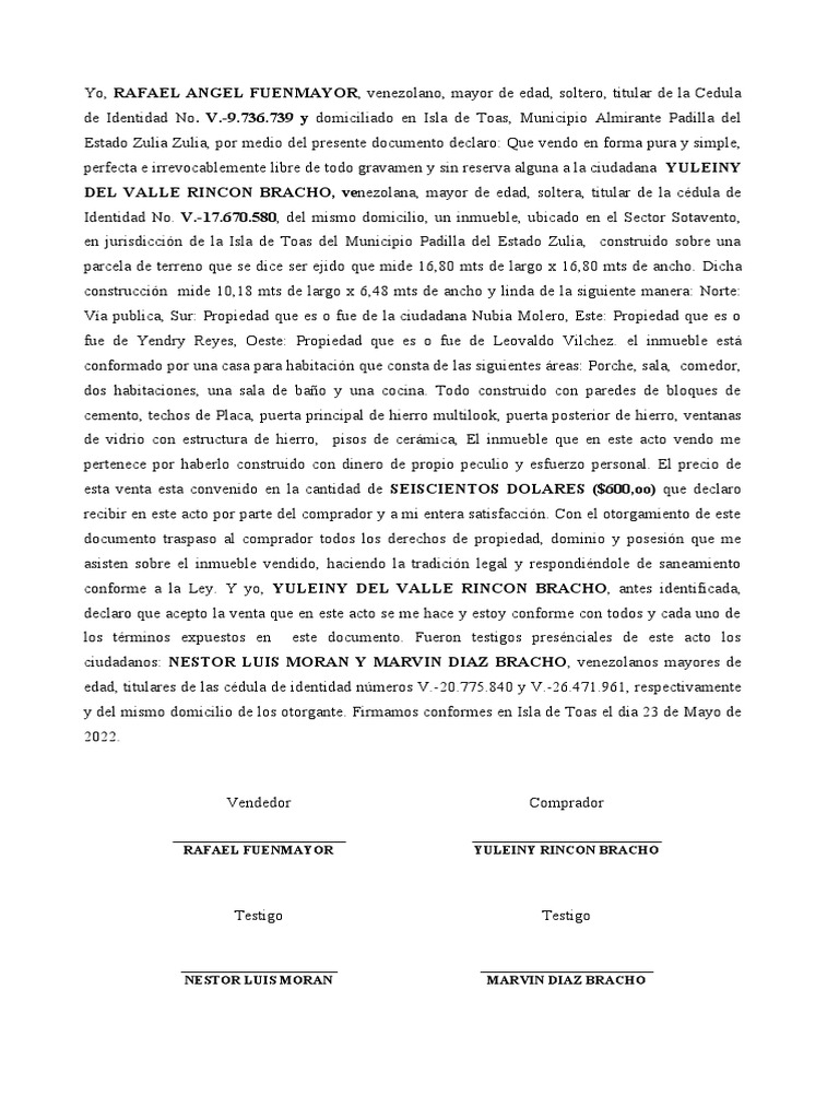 Compra Venta de Casa | PDF