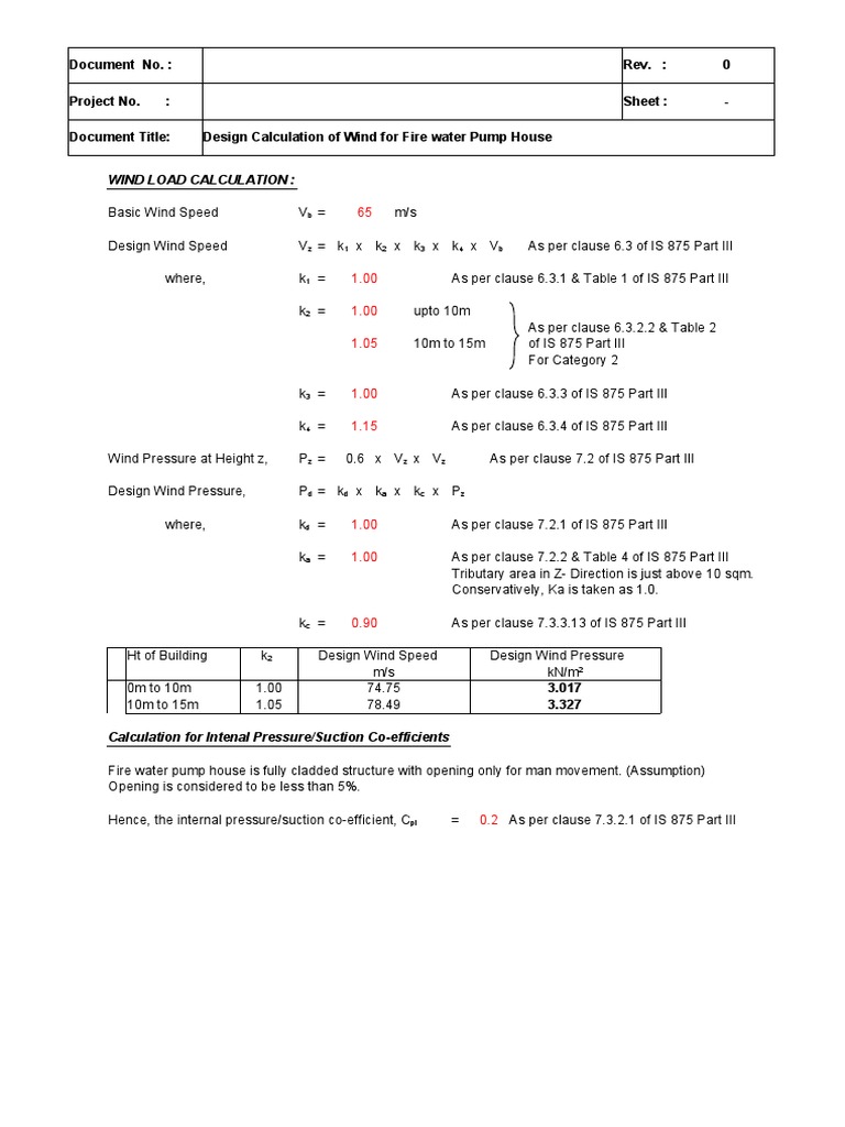 Wind Load Design for Pump House | PDF | Column | Fluid Dynamics