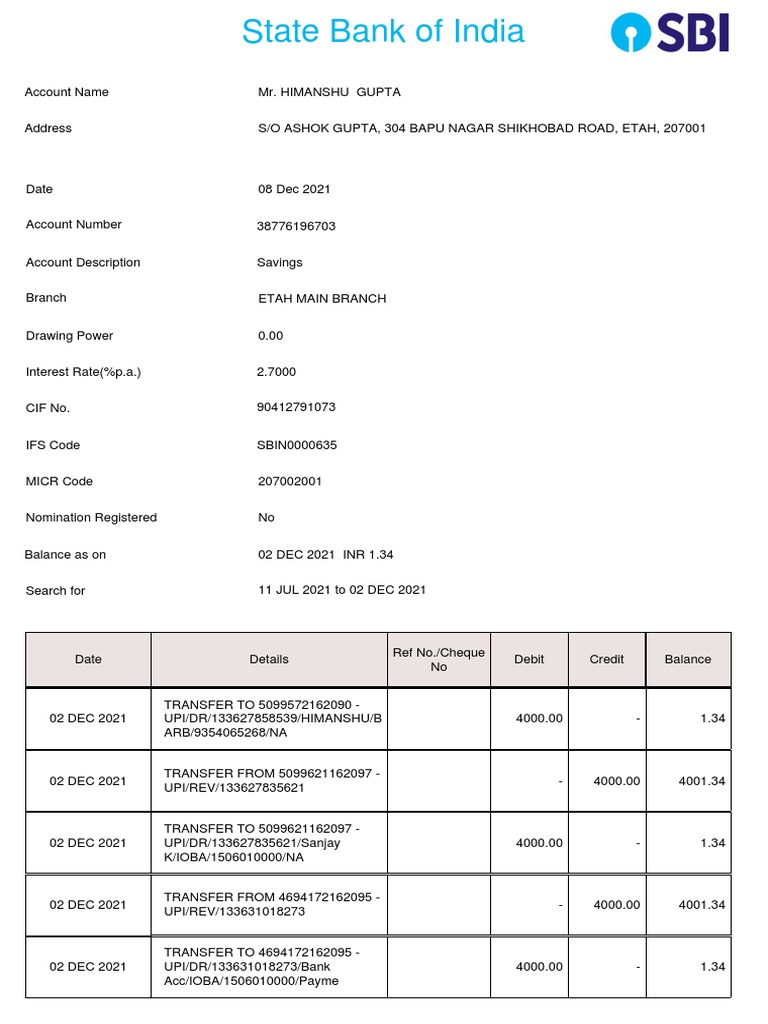 Account Statement | PDF | Payments | Cheque