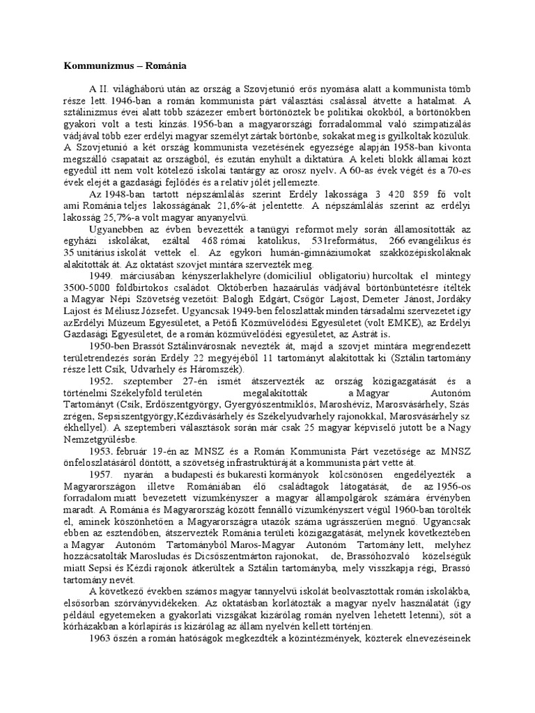 A Kommunizmus Romaniaban | PDF