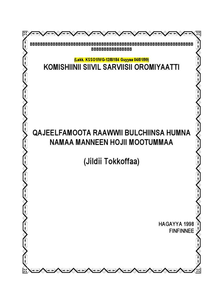 Qajeelfama Raawwii Bulchiinsa Humna Namaa J1ffaa Fi 2ffaa Final | PDF
