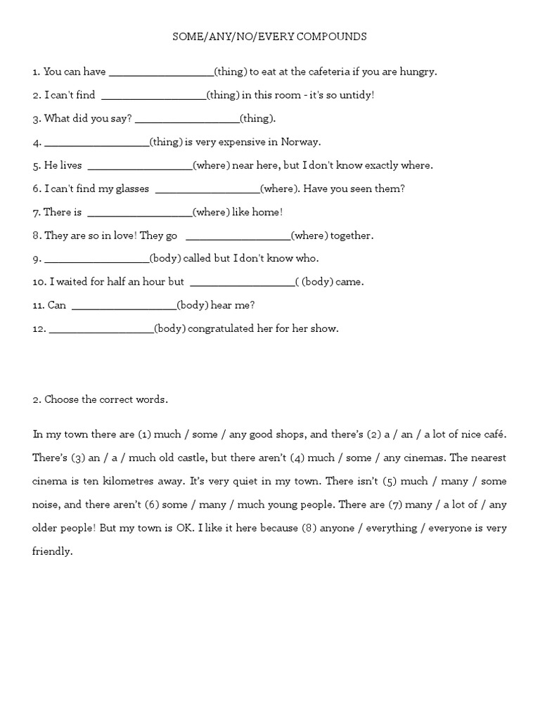 Some, Any, No, Every Compounds | PDF