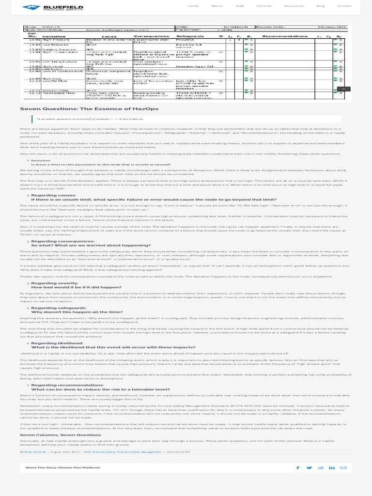 Seven Questions - The Essence of HazOps - Bluefield Process Safety ...
