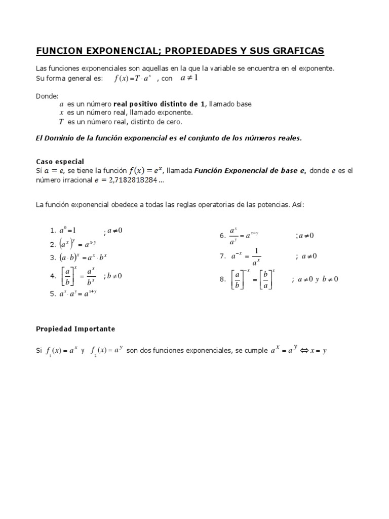 Función Exponencial | PDF | Función (Matemáticas) | Funcion exponencial