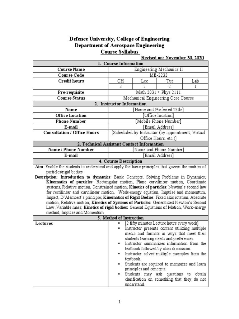 ME-2232 Engineering Mechanics II | PDF | Rotation Around A Fixed Axis ...