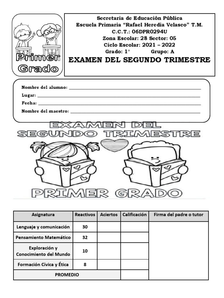 Resultados del segundo trimestre de primer grado | PDF