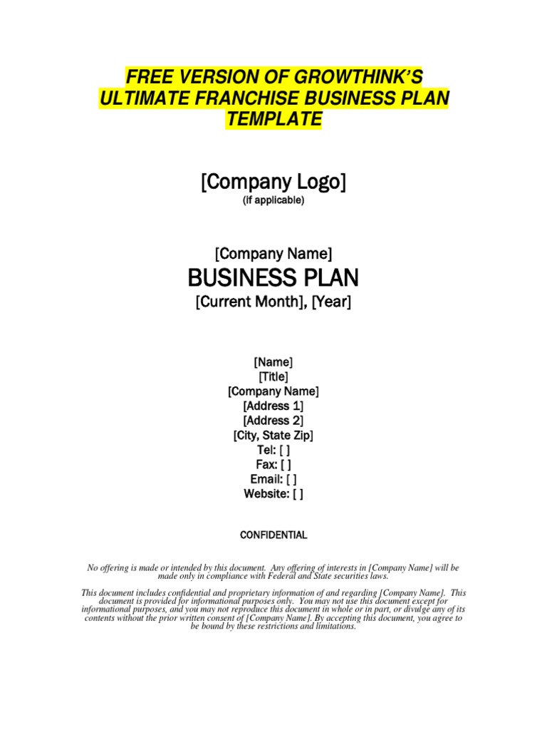 Free Franchise Business Plan Template | PDF | Expense | Business
