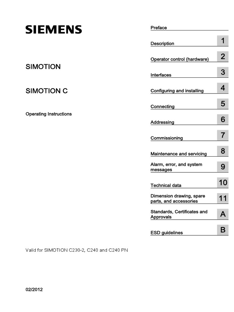 Simotion c2xx Operating Manual | PDF | Input/Output | Electrostatic ...