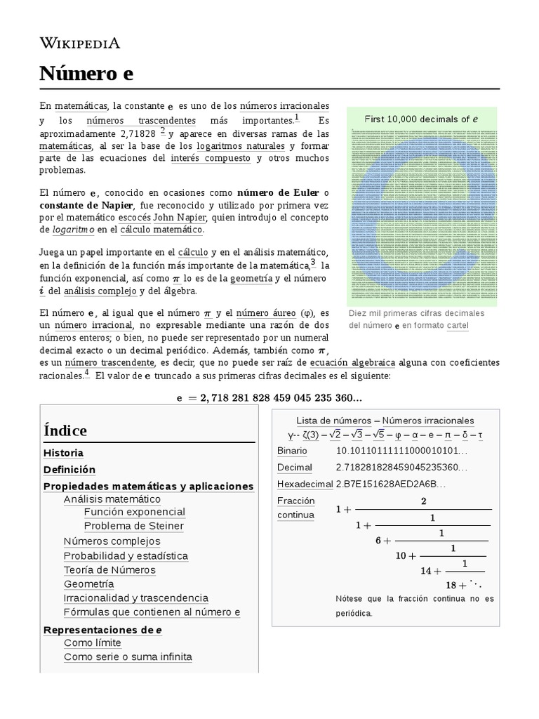 Número e | PDF | Números | Función (Matemáticas)