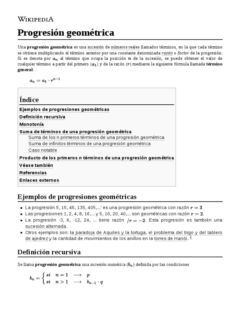 Progresión Geométrica | PDF | Matemáticas | Análisis matemático
