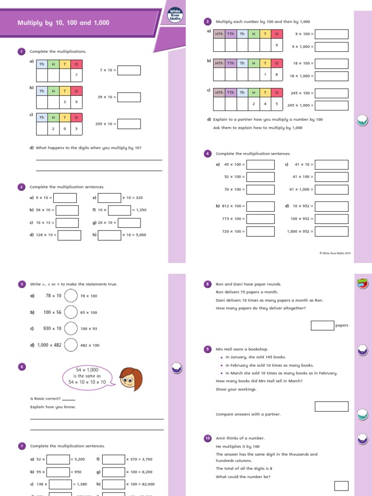 p6 Multiply by 10, 100 and 1,000 | PDF | Mathematics | Arithmetic