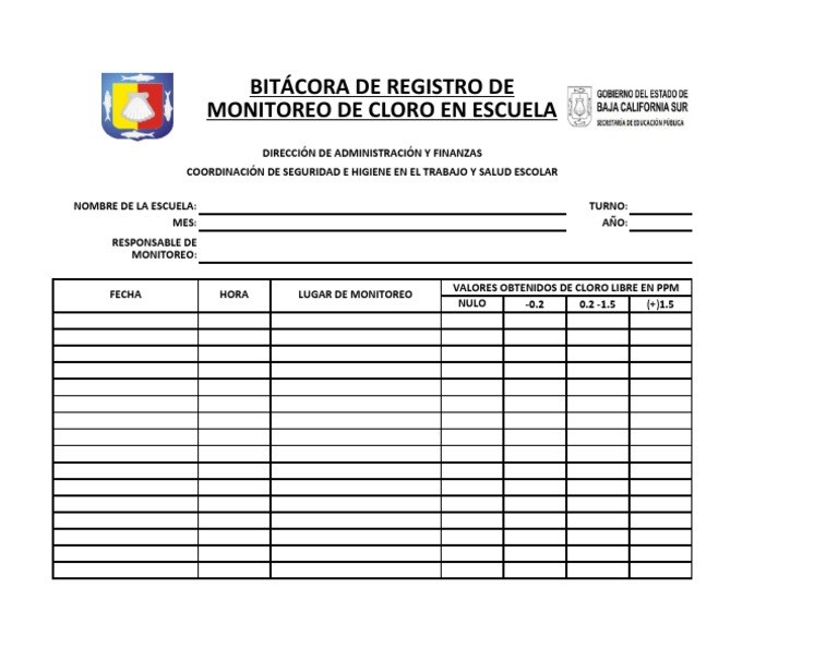 BITACORA DE CLORACIÓN | PDF