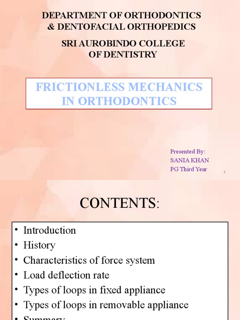 Frictionless Mechanics in Orthodontics | Download Free PDF | Friction ...