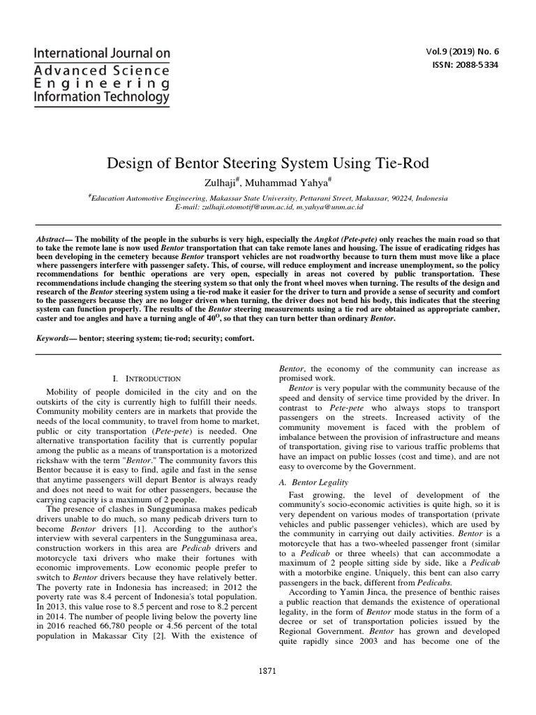 Design of Bentor Steering System Using T | PDF | Steering | Transport