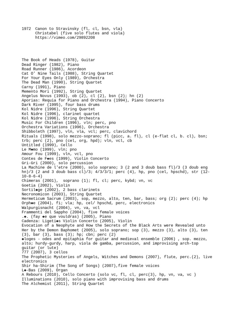 John Zorn | PDF | Quartet | Cello