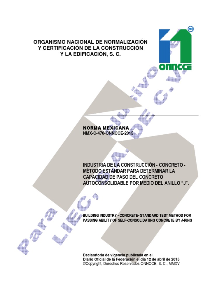 Nmx-C-470-Onncce-2015. Liec | PDF | Hormigón | México