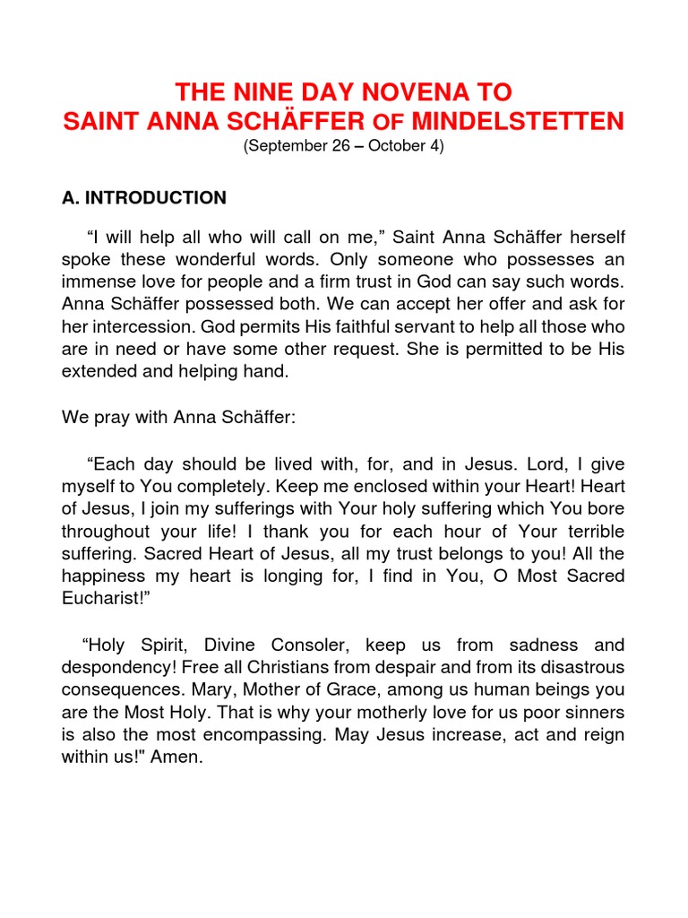 9-Day Novena To St. Anna Schaffer | PDF | God The Father | Jesus 9-Day Novena To St. Anna Schaffer | PDF | God The Father | Jesus
