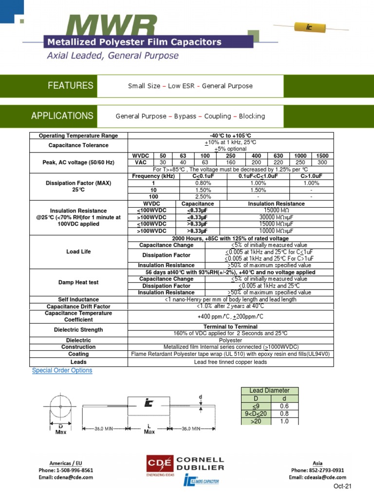 MWR Caps | PDF | Capacitor | Electrical Resistance And Conductance