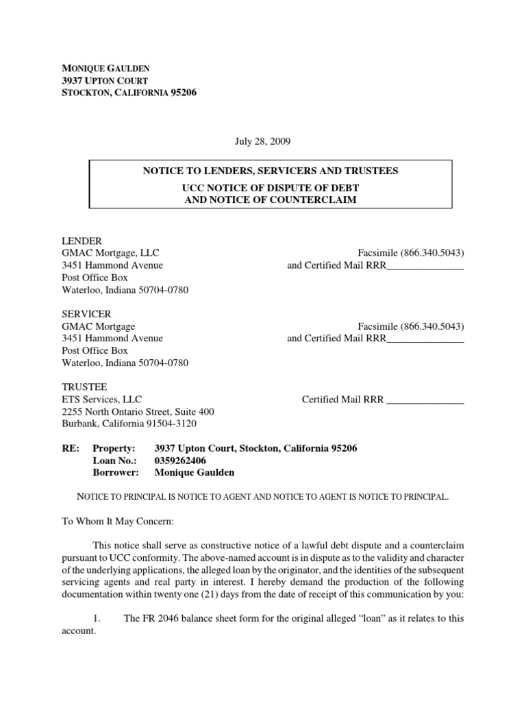 UCC Request | PDF | Off Balance Sheet | Loans