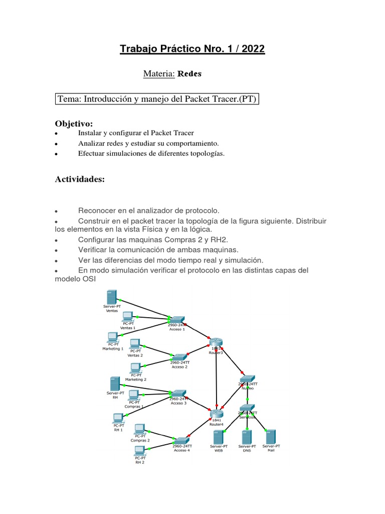 Introducción al uso del Cisco Packet Tracer para el análisis y simulación de redes | PDF | Red ...