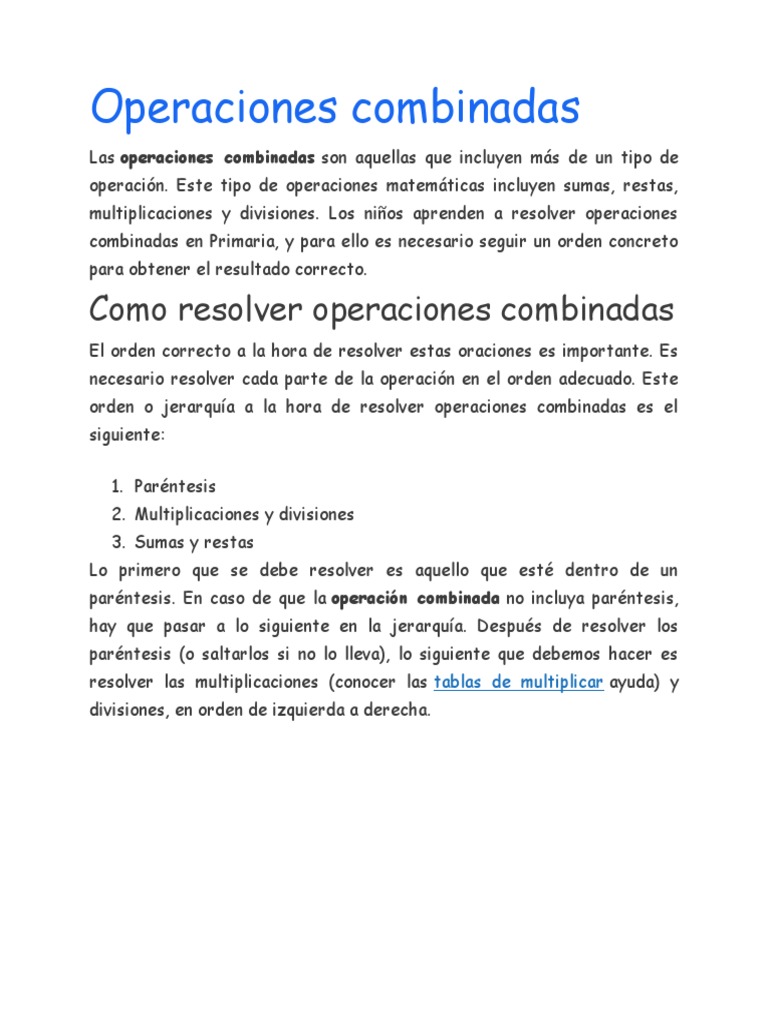 Operaciones Combinadas | PDF