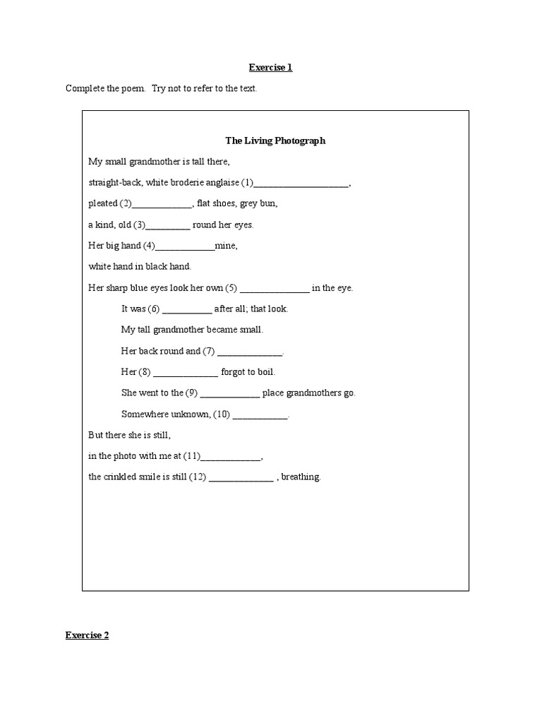Analyzing "The Living Photograph" Poem | PDF | Language Arts & Discipline