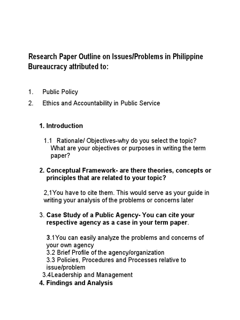 Research Paper Outline On Phil Bureaucracy Issues | PDF | Business | Art