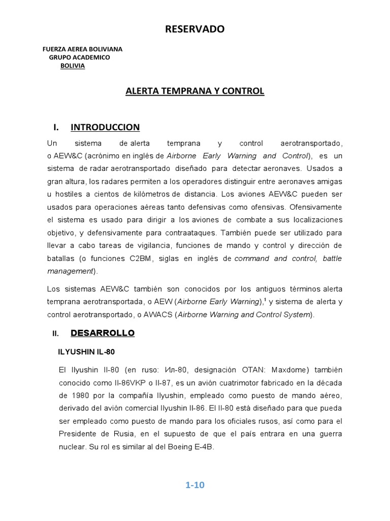 Alerta Temprana y Contro Impr | PDF | Aviación | Aeronave