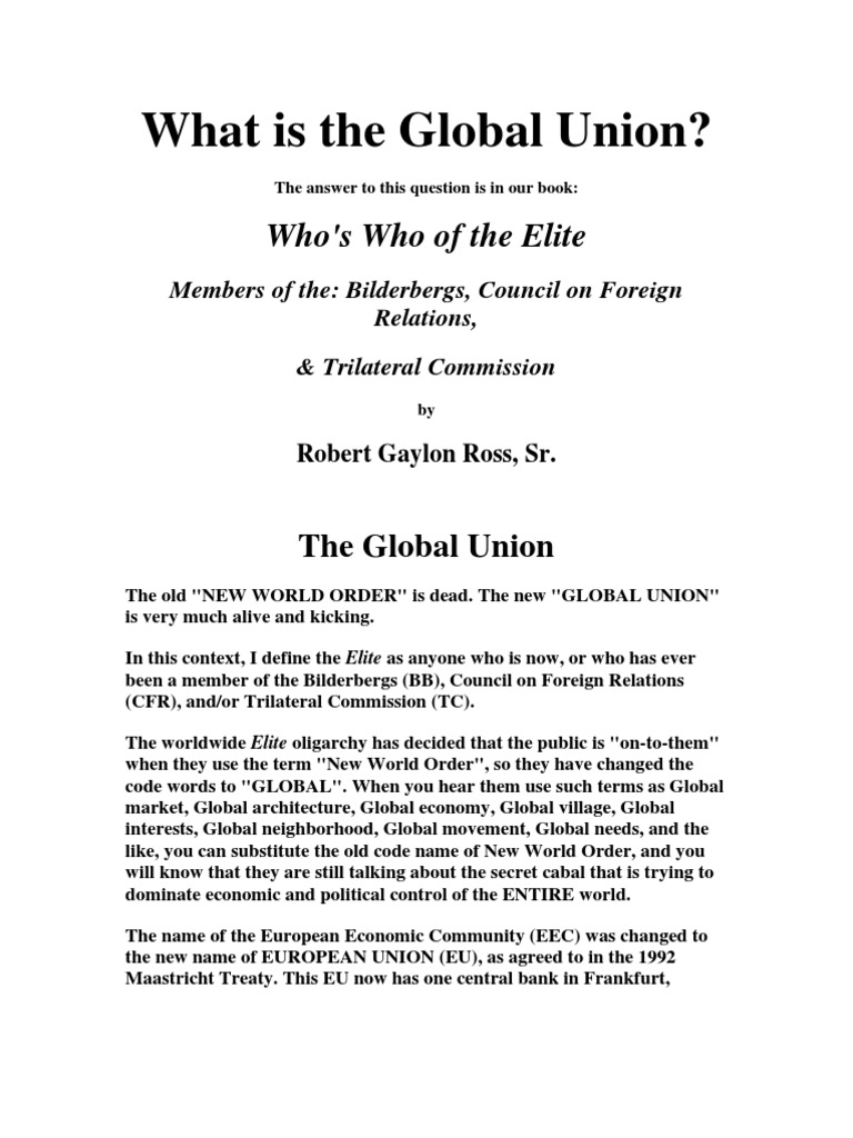 The Emergence of a Global Union: Tracing the Plans for a New World ...
