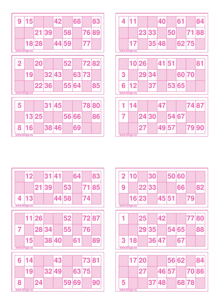 Cartones Bingo 90 Bolas | PDF